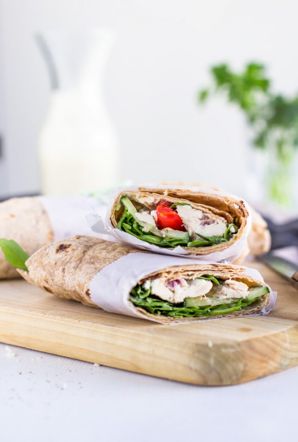 Healthy Rotisserie Chicken Wrap with Greek Yogurt Dressing | The Pure Taste