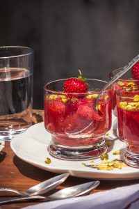 Rosé Wine and Strawberry Gelee with Pistachios | The Pure Taste