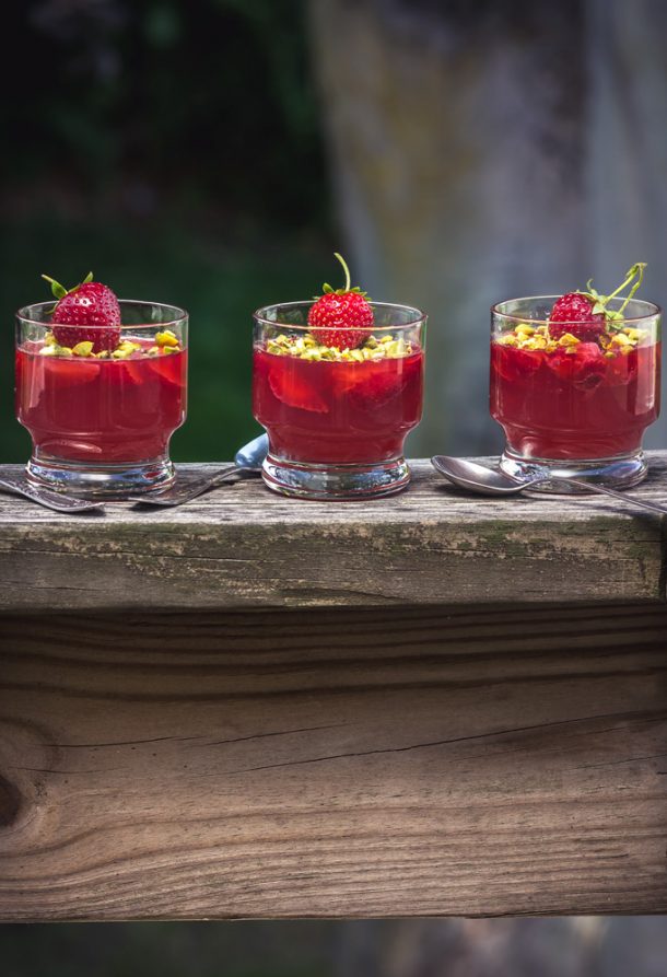Rosé Wine and Strawberry Gelee with Pistachios | The Pure Taste