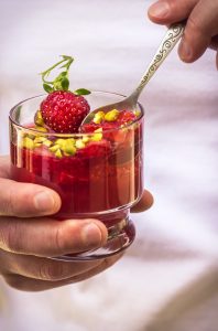 Rosé Wine and Strawberry Gelee with Pistachios | The Pure Taste