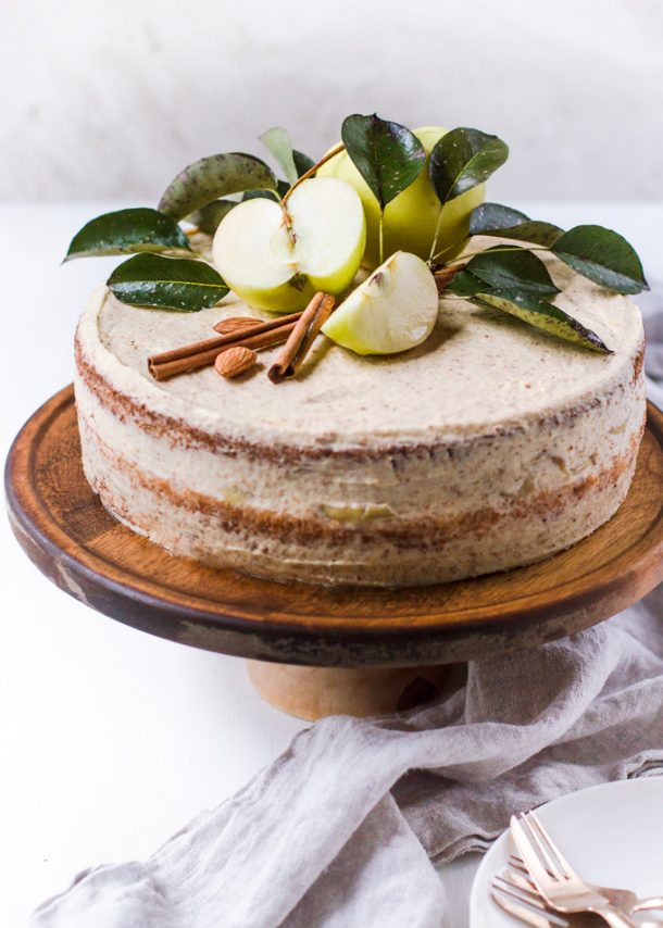 Lighter Apple Layer Cake with Whiskey Almond Cream | The Pure Taste